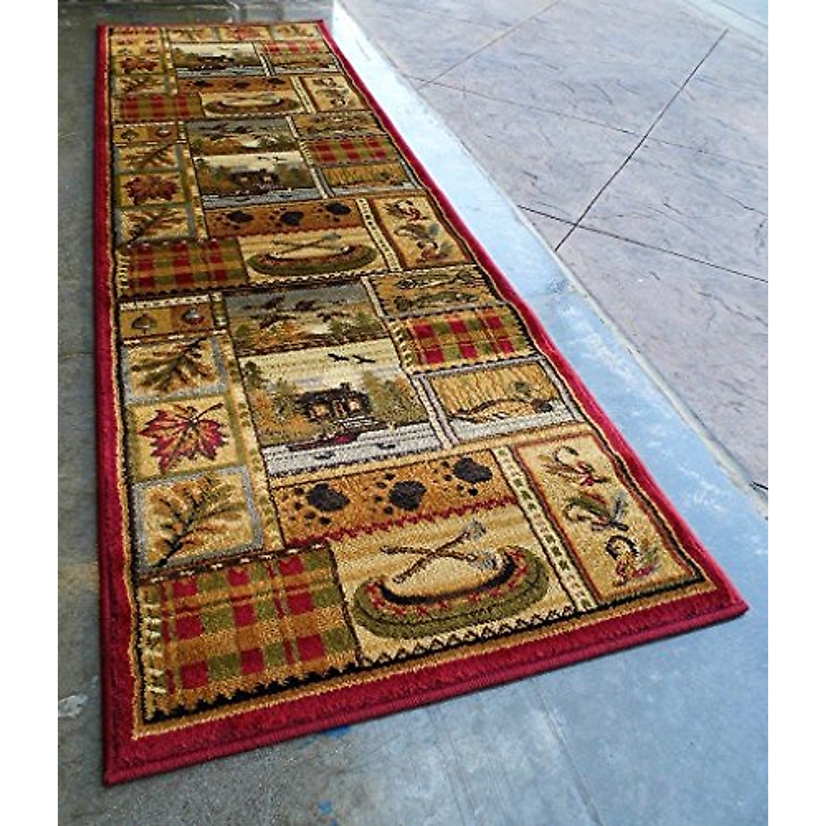 CR Wildlife Nature Cabin Lodge Scene Duck Boat Fish Area Rug (2 Feet 2 Inch X 7 Feet 2 Inch Runner)