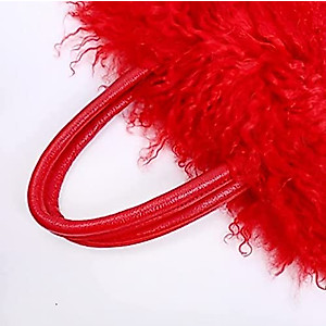 ZIYIUI Real Lamb fur/mongolian fur beach wool fur bag handbag Luxury handbag for Women's (Red)