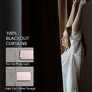 Deconovo Total Blackout Curtains, Living Room Curtains, Linen Look Textured Room Darkening Curtains 84 Inches Long for Living Room (52x84 Inch, 2 Panels, Natural)
