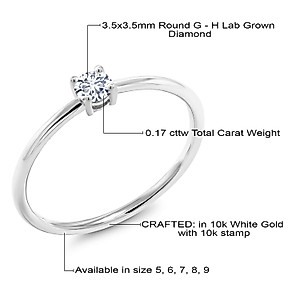 Gem Stone King 10K White Gold 3.5MM Round Gemstone Birthstone Solitaire Engagement Ring | Wedding Anniversary Promise Ring For Women | Available In Size 5, 6, 7, 8, 9