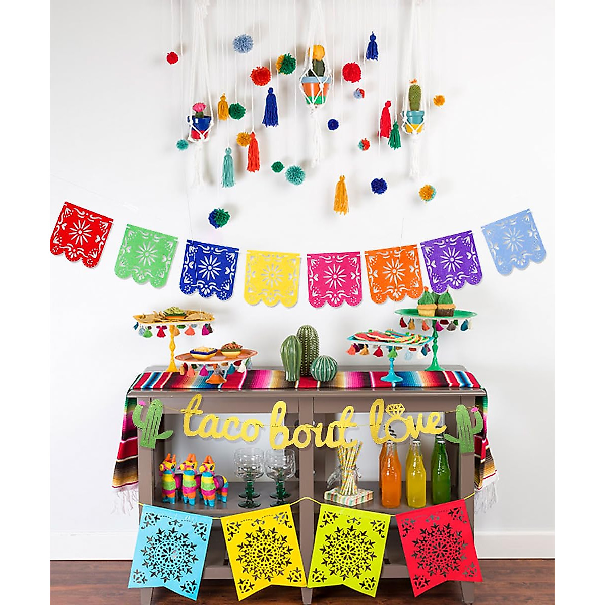 Fiesta Bridal Shower Decorations Mexican Taco Bout Love Balloon Cactus Garland Papel Picado Banner for Engagement Bachelorette Party