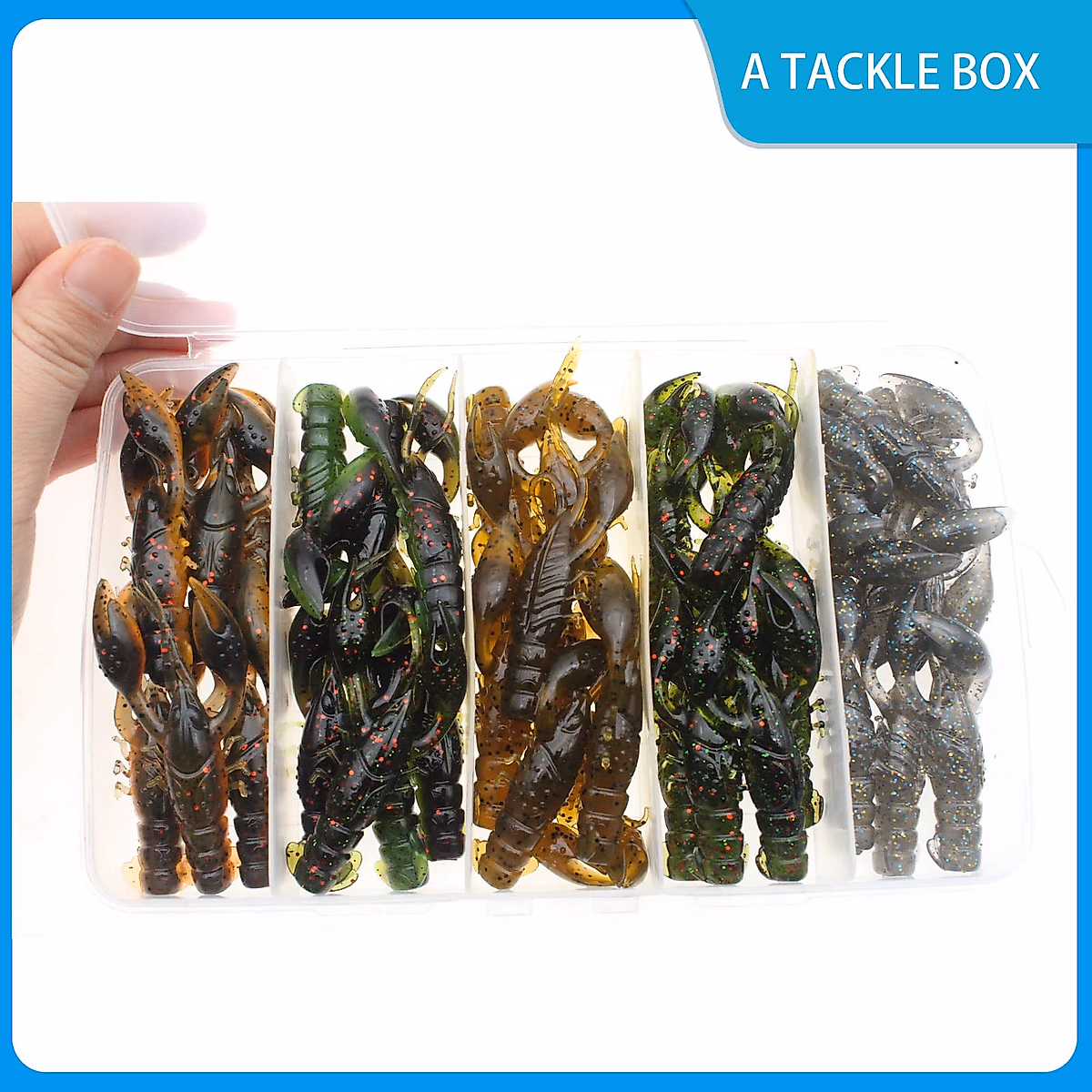 Gefischtter 40 Pcs Crawfish Lure Soft Plastic Worms Fishing Lures Bass Fishing Baits Lures Soft Crawfish Crawdad Bait Kit