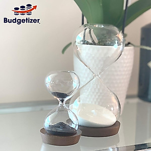 Sand Hourglass Timer Hour Glass– with Balls Desk Toy Sculpture – 30 min and 5 Minute Sand Clock for Office, Home, Desk Decor (Black and White)