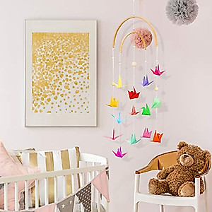 Nursery Mobile Crib Bed Bell Ceiling Wooden Wind Chime Hanging DIY Wooden Frame Ornaments Handmade Kit for Infant Toys Nursing Accessories Nurse Charms (Semi-Circular)