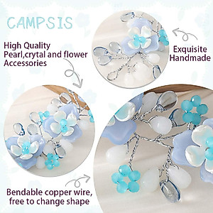 Campsis Flower Girl Headband Blue Crystal Princess Headpiece Rhinestone Girl Hair Piece Wedding Bride Accessories or Women and Girls