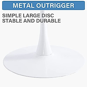 Rabsyung 42" Round Dining Table with Faux Printed Marble Table Top,Mid-Century White Tulip Table Metal Base Pedestal Table for 4-6 Person, Leisure Coffee Table