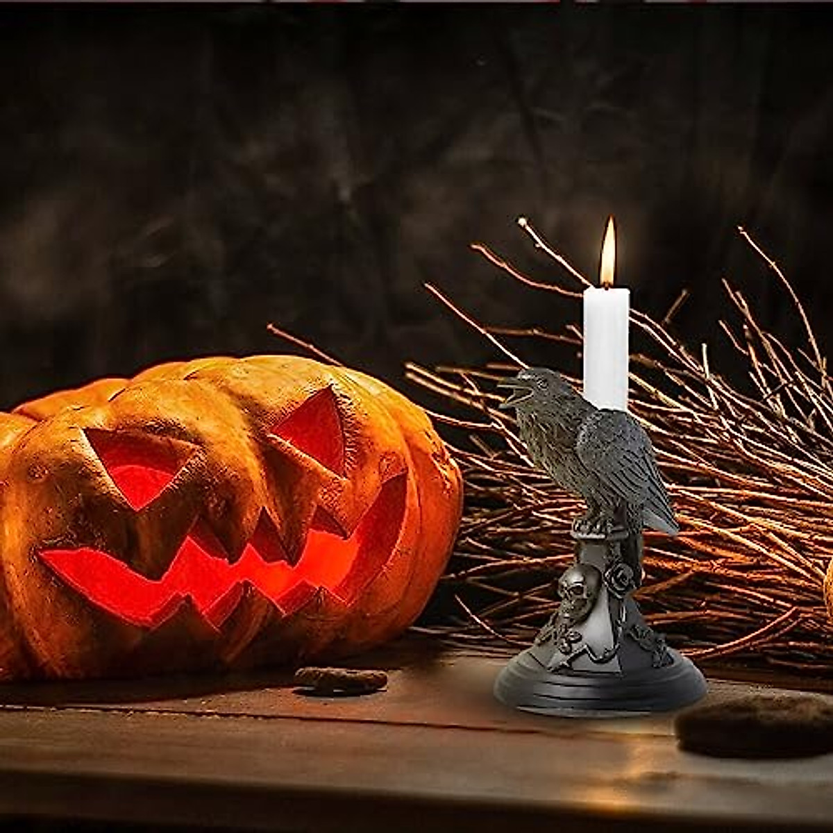 Bird Candle Holders, Candlestick Holders, Vintage Candle Holder Halloween Decorations Candlesticks Resin Decorative Owl Figurine Candle Holders for Table Centerpieces