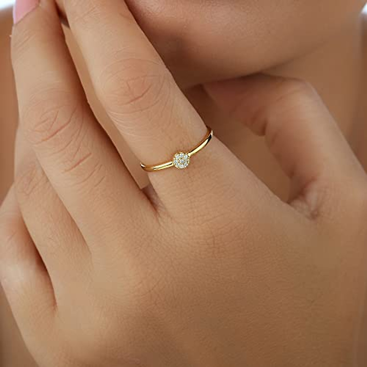 CARATRIO Engagement Rig for Women, 14k Solid Gold Lab grown Cluster Ring for wedding |Bridal gold ring promise ring |Jewellery Gift | Birthday Gift For Gold (4.5, White Gold)