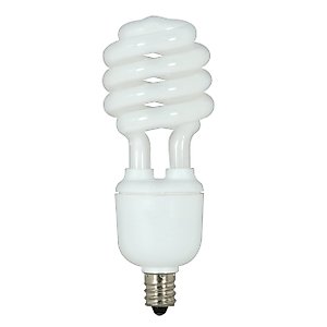 2 PK Satco S7365 13 watt; Mini Spiral Compact Fluorescent; 4100K; 82 CRI; Candelabra Base; 120 Volts