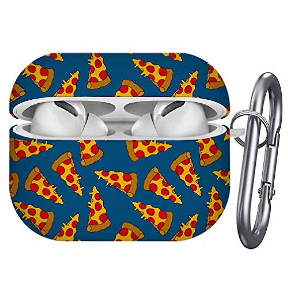 Art-Strap Protective Case, Compatible with AirPods Pro - Shockproof Soft TPU Gel Case Cover with Keychain Carabiner Replacement for Apple AirPods Pro (Pizza Doodle)