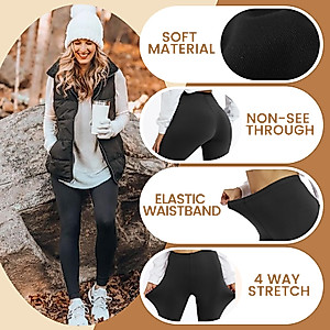 Happy.angel 2 Pack Fleece Lined Leggings Women, Thermal Warm Black Winter Workout Yoga Leggings