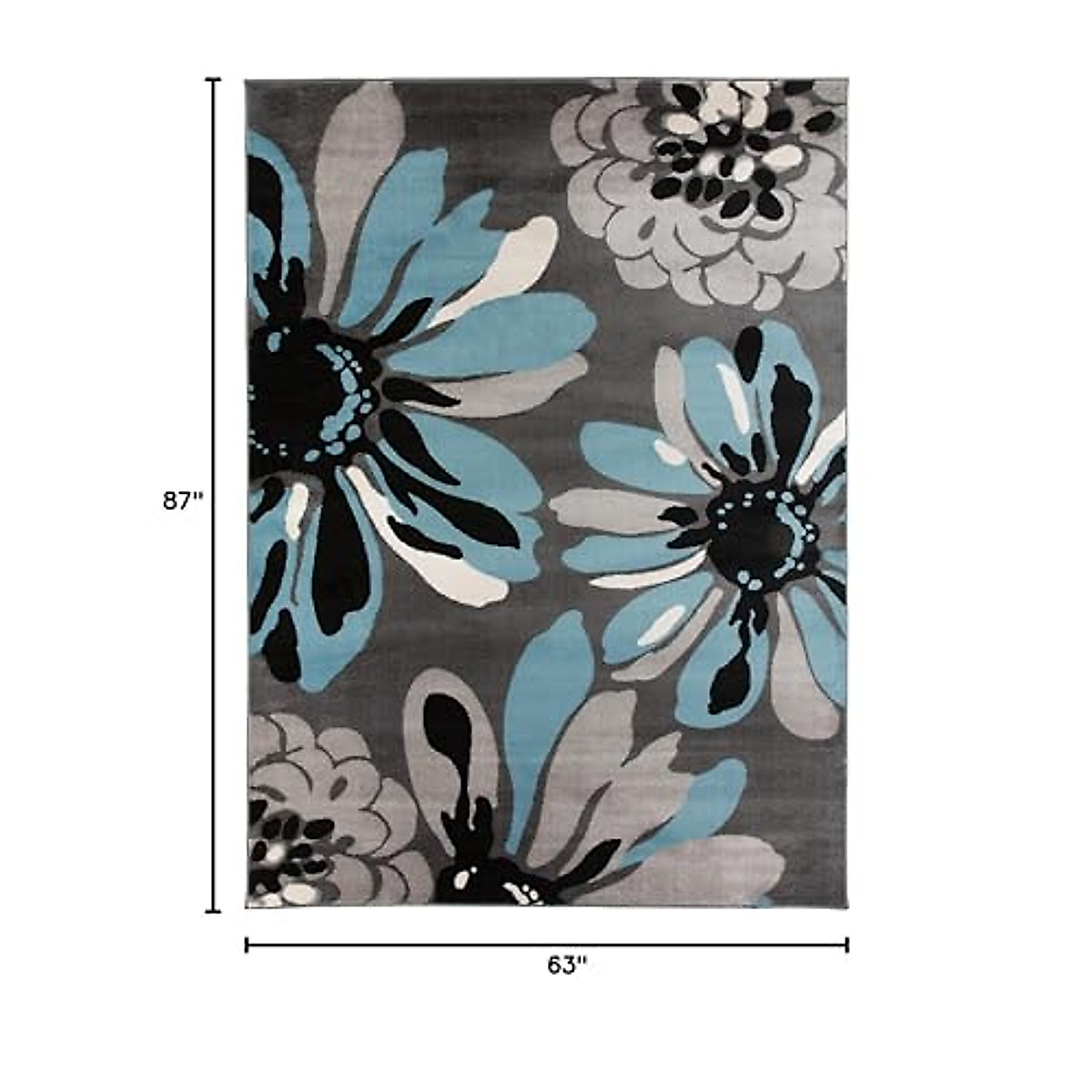 Rugshop Modern Flowers Area Rug 5' 3" x 7' 3" Blue