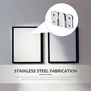 Angoily 15 Pairs Frame Hanger Picture Frame Backing Clips Interlocking Photo Frame Hook Mirror Brackets Interlocking Hooks Mirror Mount Keyhole Bracket Back Clip French Stainless Steel