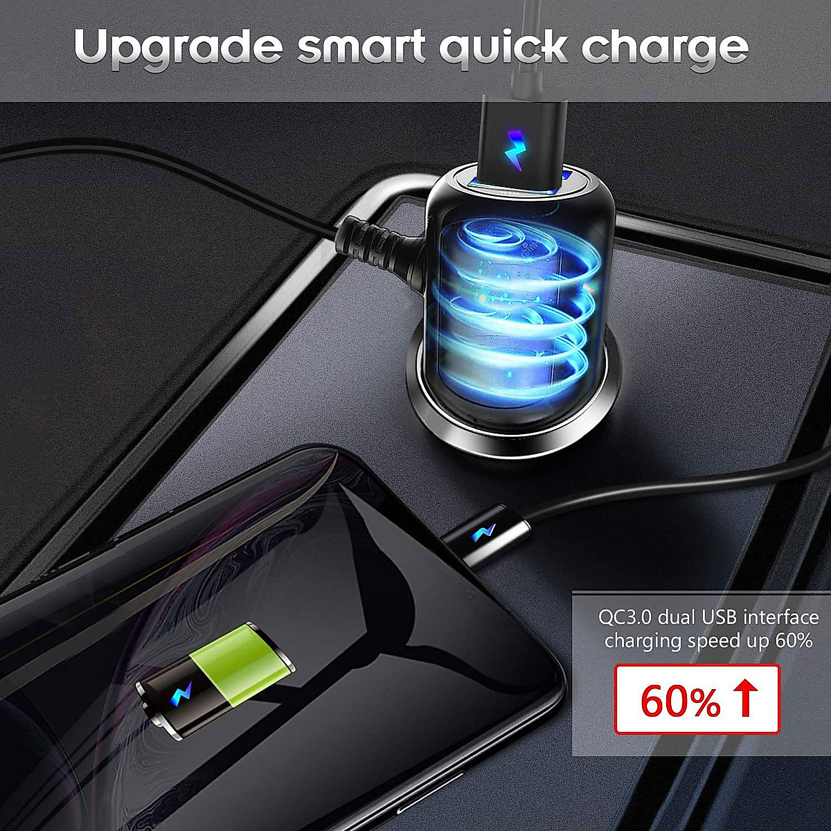 Radar Detector Power Cord,for Unide n Escor t Valentine Beltronics Passport Cobr a etc Radar Detector,with Dual USB QC3.0 Quick Charger(6.5ft) (RJ11QC3.0)