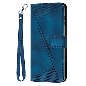 FACSER Flip Shockproof Case Compatible with Infinix Hot 20 5G Wallet Flip Phone Case Card Slot Holder Flip Cover Phone Case Wrist Strap Phone Case Compatible with Infinix Hot 20 5G (Color : Blue)