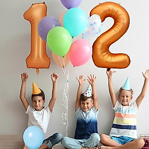 WEIKA 40 Inch Orange Foil Mylar 12 Number Balloon | 12th Birthday Decorations for Girls And Boys | 12 Birthday Balloon for | 12th Anniversary Decoration | 21 Birthday Balloon for Girls And Boys