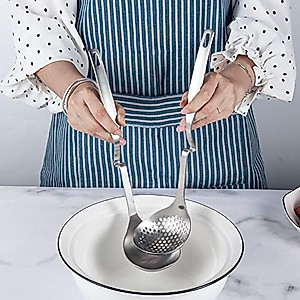 IMEEA Hot Pot Ladle Set Slotted Spoons for Cooking SUS304 Stainless Steel Soup Ladles for Serving, 12-Inch