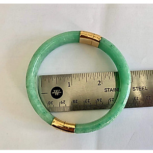 Regalia by Ulti Ramos 14K Yellow Gold Real Jade Hand Carved Bangle Bracelet