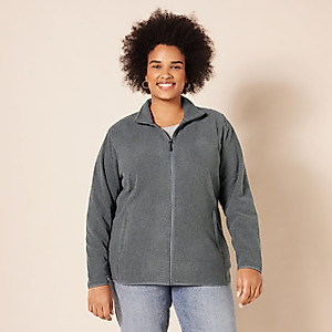Amazon Essentials Women's Classic-Fit Full-Zip Polar Soft Fleece Jacket (Available in Plus Size), Charcoal Heather, X-Large