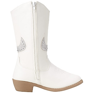 KENSIE GIRL Boots - Girls' Western Cowboy Boots (Toddler/Girl), Size 2 Little Kid, White