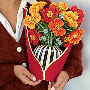 Freshcut Paper Pop Up Cards, Paper Flower Bouquet 3D Popup Greeting Cards with Note Card & Envelope, Birthday Card, Anniversary Card, Get Well Gifts for Women, 12" French Blooms