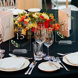 OurWarm Acrylic Wedding Table Numbers 1-10 with Stands, 4x6 inches Clear Sign Wedding Place Card, Eucalyptus Acrylic Sign for Wedding Reception Anniversary Baby Bridal Shower Birthday Table Setting