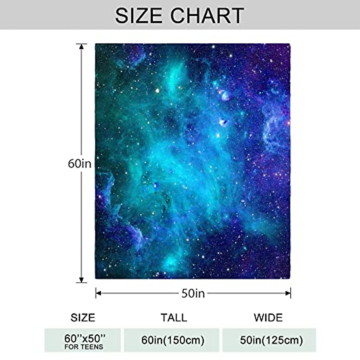 Space Galaxy Blanket, Soft Warm Fuzzy Fleece Plush Blanket 60''x50'', Smooth Cozy Flannel Throw Blanket for Bed/Couch/Office/Camping