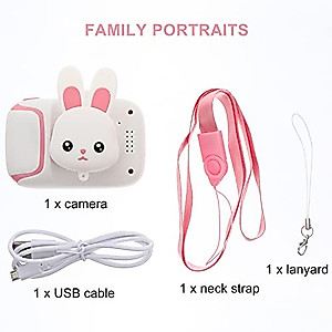 OSALADI Baby Toy Kids Cartoon Camera 1080P Toddler Video Children Digital Kids Cameras Cute Rabbit Anti- Drop Selfie Camera for Kids Birthday Gift Toddler Outdoor Toys