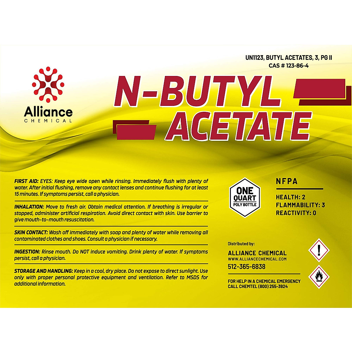 N-Butyl Acetate - 1 Quart - Uses: Photographic Film, Nail Polish Removers, Lacquers, Perfumes, Oils, and Resins - Made in America
