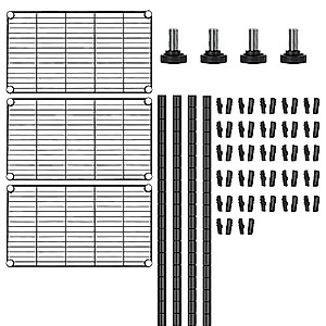 SINGAYE 3 Shelf Wire Shelving Unit Adjustable Storage Shelving 21.26”W x 11.41”D x 22.83”H (Black)