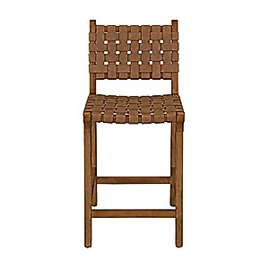 Ball & Cast HSA-1110-24B Home Kitchen Faux Leather Woven Counter-Height Barstool Set of 1, 24 inches, Brown