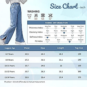 Girls Loose Distressed Jeans Wide Leg Stretch Denim Pants Baggy Straight Trousers (Blue Split, 10-12)