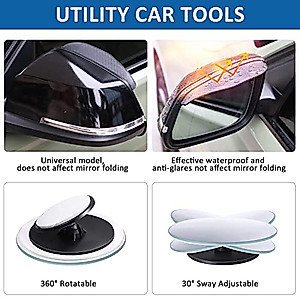 Tallew 20 Pcs Waterproof Car Mirror Film Set, 12 Pcs Waterproof Mirror Film for Car, 2 Pcs Car Side Mirror Rain Guard, 2 Pcs Blind Spot Mirrors 4 Pcs Scraper and Cleaning Cloth for Most Car Truck Suv