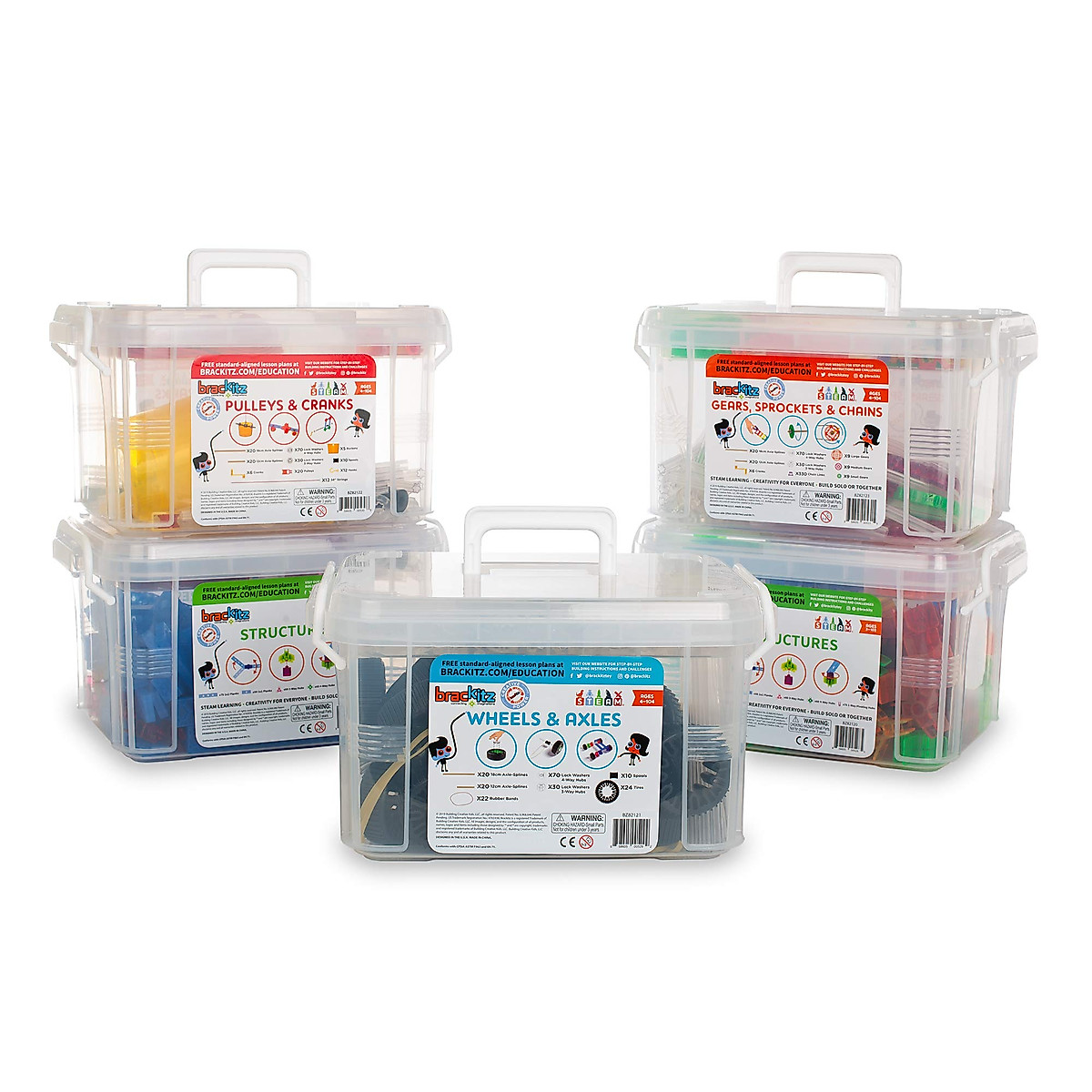 Brackitz STEAM Education Center | STEM Construction Building Block Toy | Sensory Learning Toys for Children PreK-6 | 1224 Pc Set