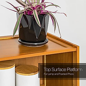 MoNiBloom Narrow 6 Tier Bookcase, Bamboo Tall Freestanding Display Storage Shelves Collection Decor Furniture for Home Living Room Kitchen, Brown