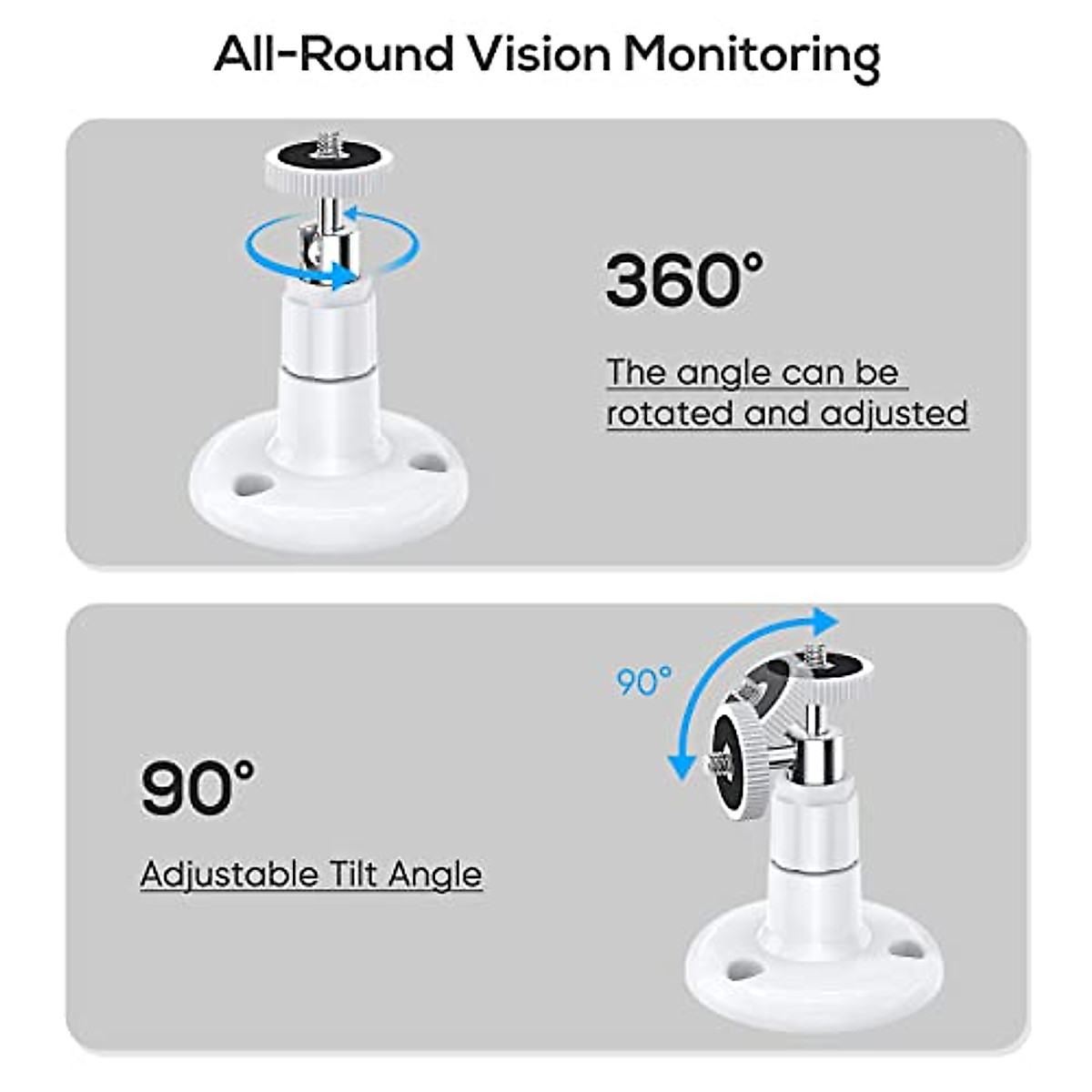 FastSnail Wall Mount Compatible with Wyze Cam Pan & Wyze Cam Pan V2 & Wyze Cam V3, Adjustable Indoor Outdoor Mount for WyzeCam Pan/WyzeCam Outdoor/WyzeCam V3 or Other Cam with Same Interface 2 Pack