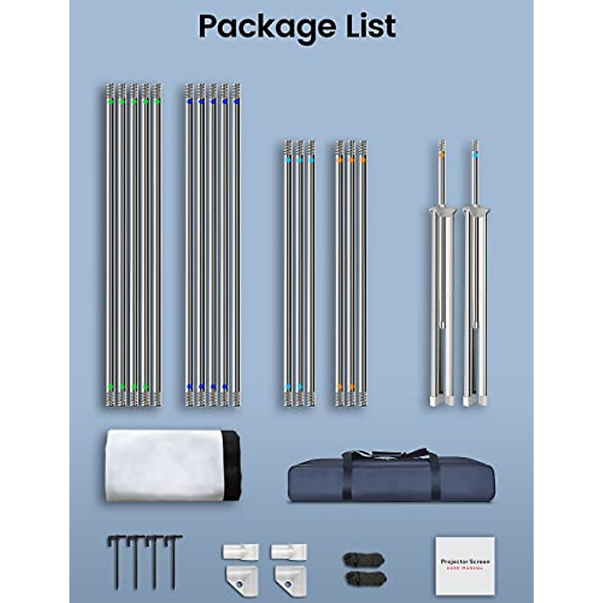 Projector Screen and Stand - Velcolt Outdoor Projector Screen 100 inch, 16:9 4K HD Foldable Portable Outdoor Movie Screen Pull Down with Carry Bag for Indoor Outdoor Camping Backyard Home Theater