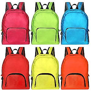 Sherr 6 Pieces 17 Inch Backpacks in Bulk Foldable Basic Back Packs Colorful Backpacks Assorted Colors Lightweight Backpacks for Outdoor Travel