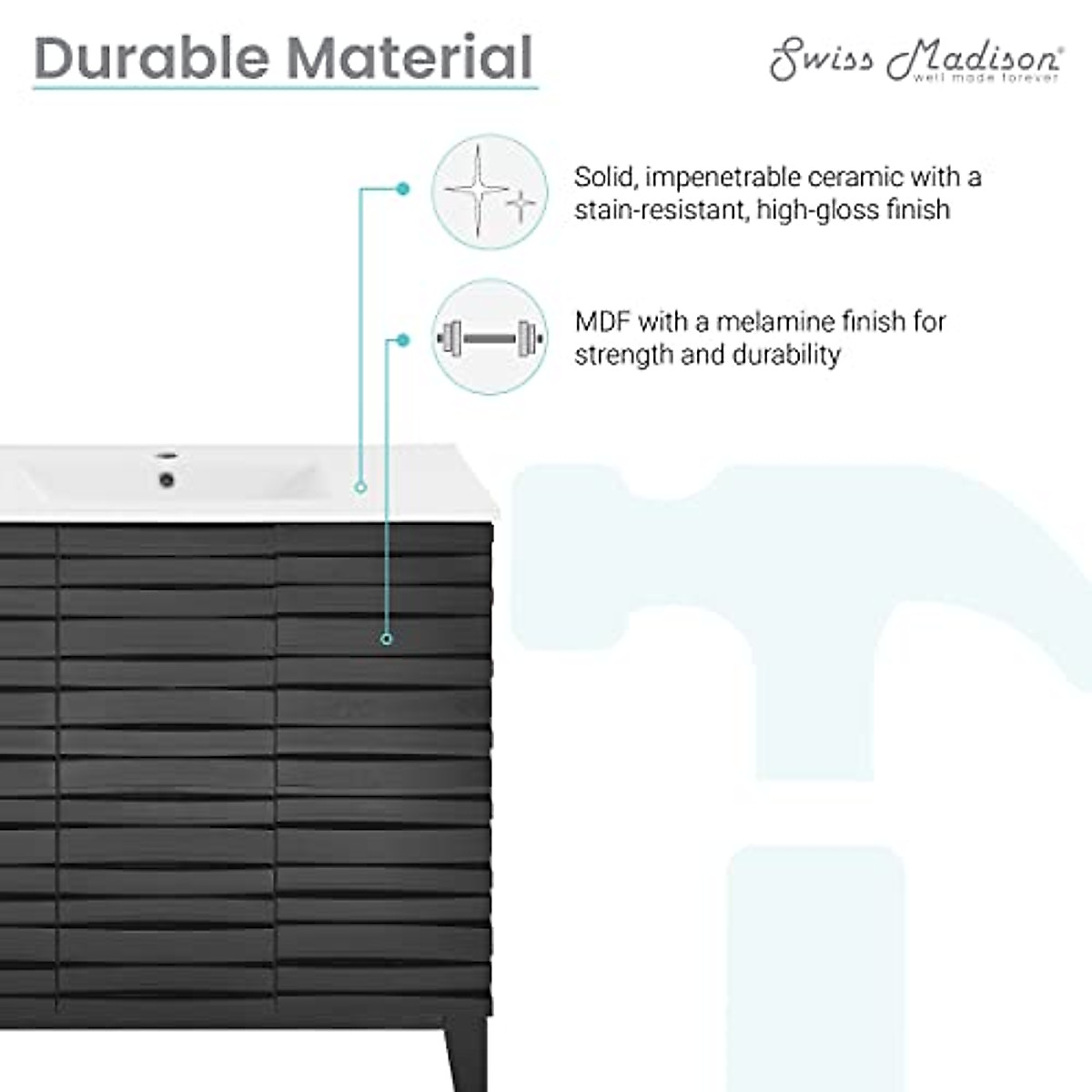 Swiss Madison Well Made Forever Cascade Bathroom Black Bath Vanity