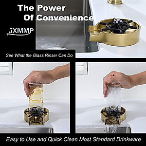 JXMMP Oil Rubbed Bronze Glass Rinser for Sink, Kitchen Faucet ORB Glass Rinser, Bottle Washer for Sink, Kitchen Sink Accessories, Cup Rinser for Kitchen Sink, Bar Glass Rinser
