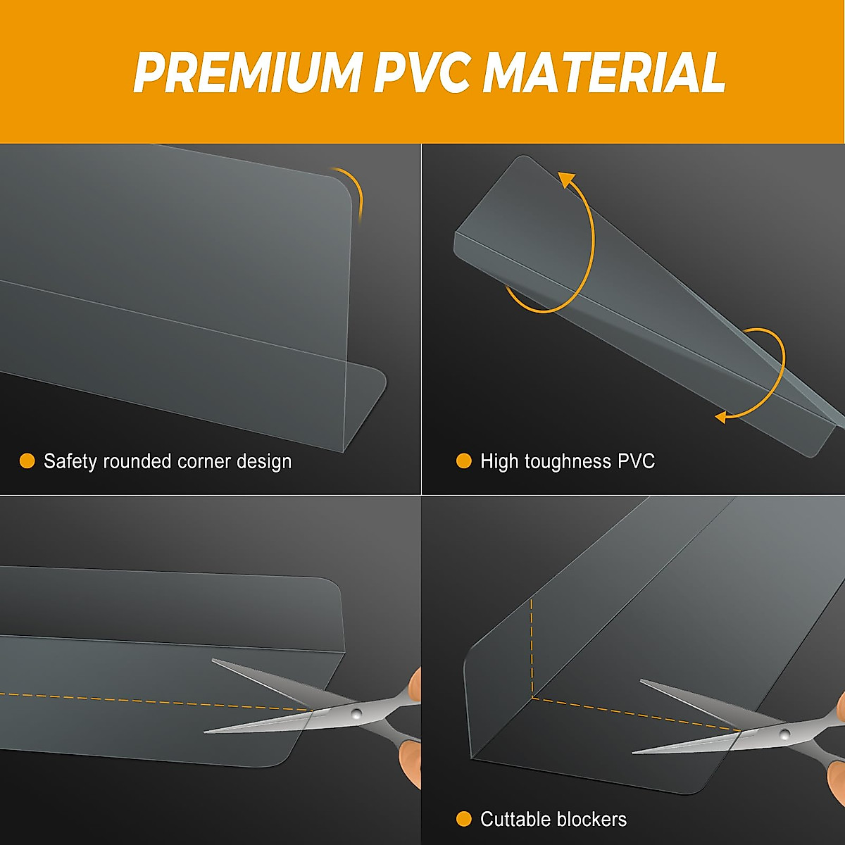 APOCAlLIS Transparent Toy Blocker for Under Furniture, Under Couch Blocker (4" H 16" L)，8 Pack Bed Blockers for Under Bed