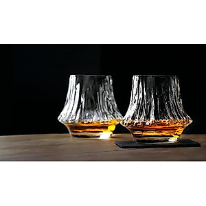 QING LONG Mt. Fuji Rock Glasses (Plain) Mt. Fuji Tumbler Glass Pair Set of 2 Fuji Whiskey Glass Beer Glass Paulownia Box