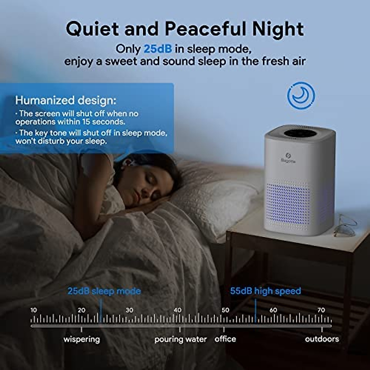 Air Purifier for Home Large Room,Bagotte True H13 HEPA Air Purifier Up to 880 Ft² in |3-Stage Filtration Air Cleaner|Remove 99.97% to 0.3mic|Ozone-Free