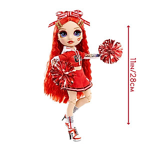 Rainbow High Cheer Ruby Anderson – Red Cheerleader Fashion Doll with 2 Pom Poms and Doll Accessories, Great Gift for Kids 6-12 Years Old
