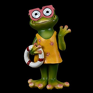 Blazin' Bison Frog Yard Decorations | Outdoor Decor – Garden Statues and Figurines | Solar Lawn Ornaments for Patio, Balcony and Deck | Weather Resistant - LED | Gifts for Patio | Auto On/Off (Girl)