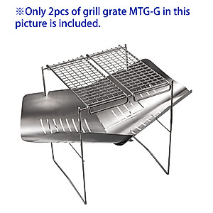 CAMPINGMOON Cooking Grate 2pcs set of Camping Grill Grate 304 Stainless Steel (L 9.3 x W 3.5 x H 0.7) for Camping Stove Grill Campfire Open Fire MTG-2G
