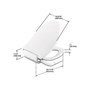KOHLER K-5724-0 Puretide Bidet Toliet Seat, Elongated Manual Non Electric Bidet with Adjusting Spray Pressure and Position, White Quiet-Close Lid