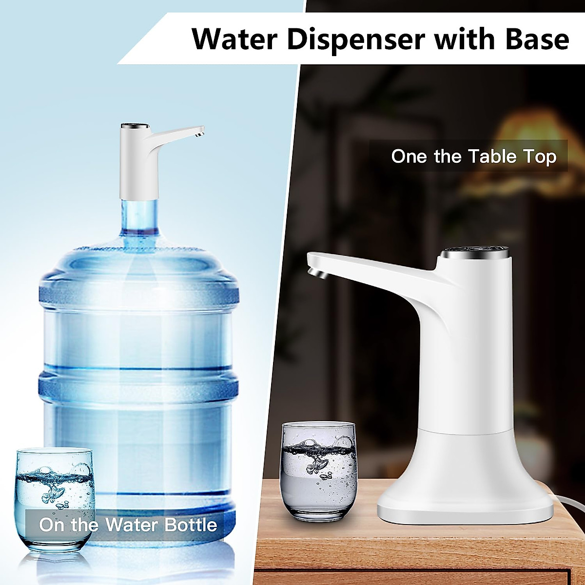 YALAMI Silver with White Accents Modern 600 milliliters Countertop Corded Electric Water Dispenser