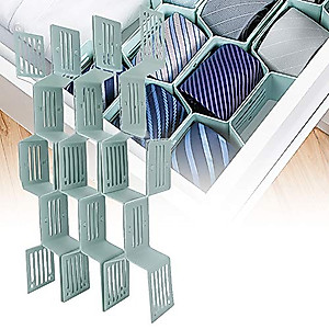 12PCS Drawer Divider, DIY Grid Drawer Dividers Storage Shelves, Grid Drawer Dividers, Flexible Sock Underwear Drawer Organizers Divider, Household Storage Organizer Partition Underwear(Light Blue)