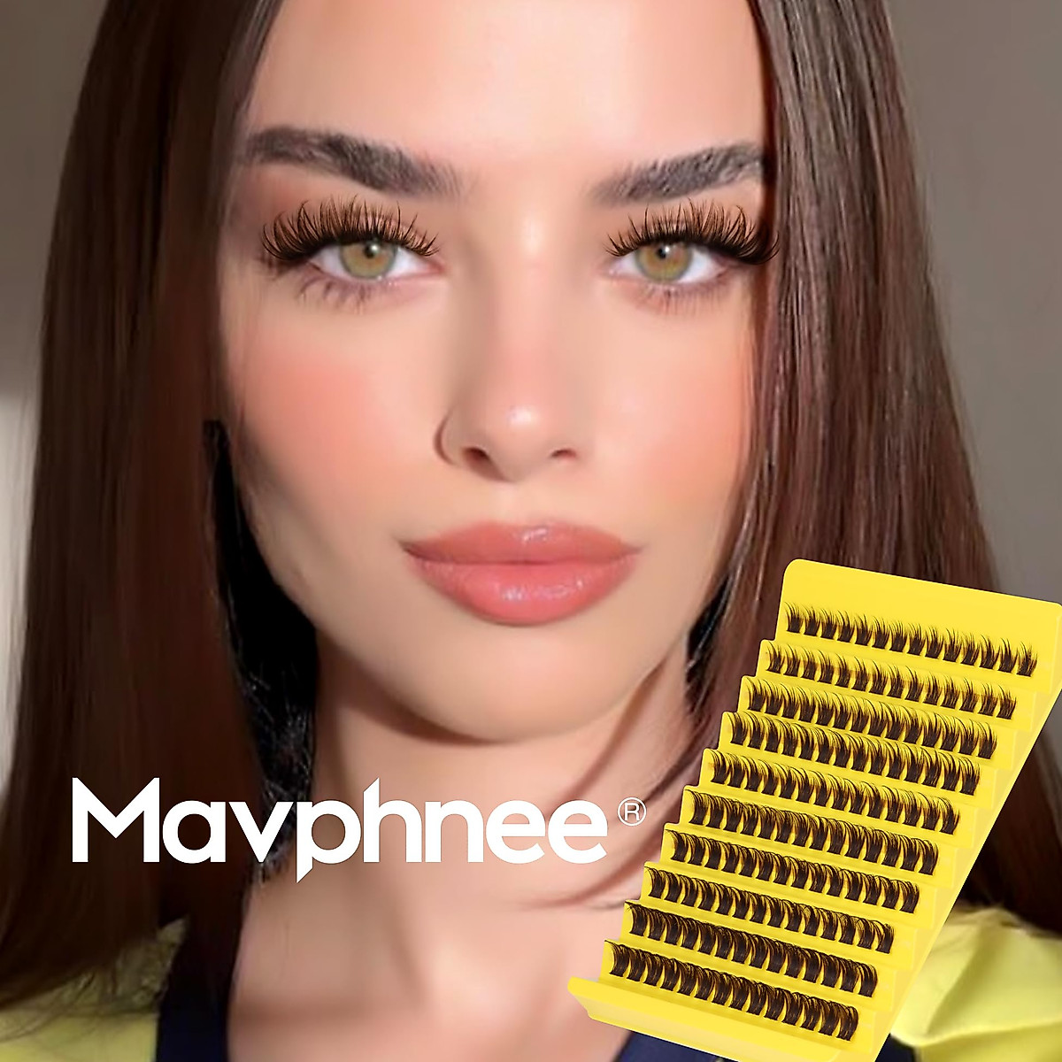 Brown Lash Clusters Individual Mixed Lengths Natural & Wispy Lash Extension DIY Brown Cluster Eyelashes 140Pcs (11C, 8-16MM)